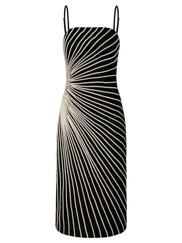 ANDRES OTALORA Imani De Amor Embroidered Linen Midi Dress - Black
