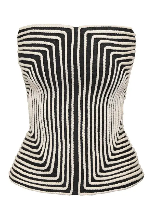 ANDRES OTALORA Nyota Alma Embroidered Linen Top - Black