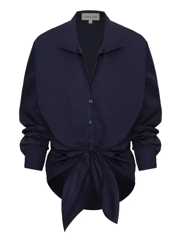 ANDRES OTALORA Dalila Tie-front Blouse - Navy