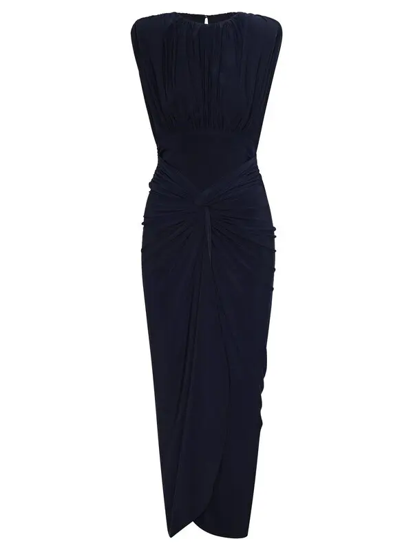 ANDRES OTALORA Zambea Draped Midi Dress - Navy