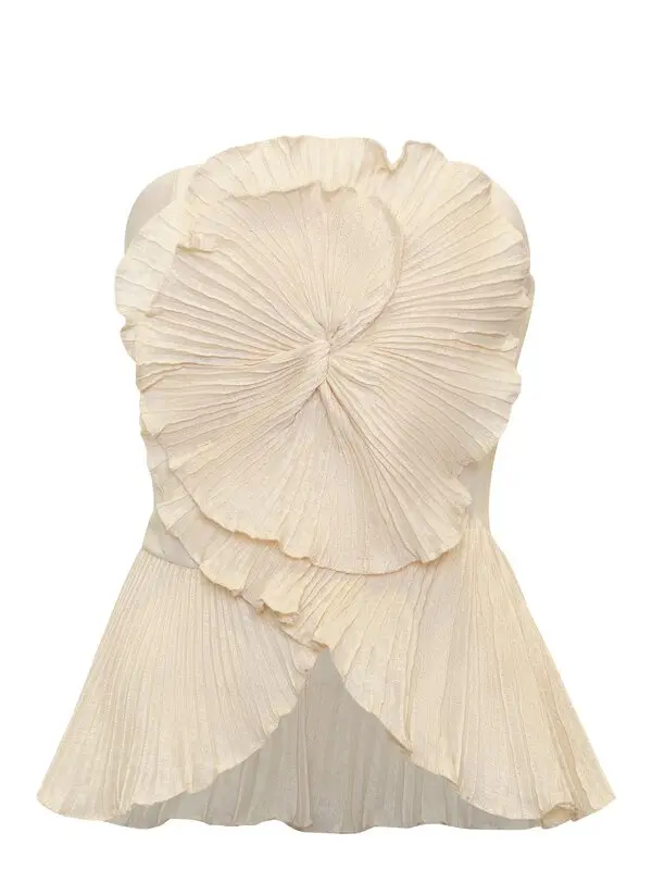 ANDRES OTALORA Imara Pleated Linen Top - Ivory