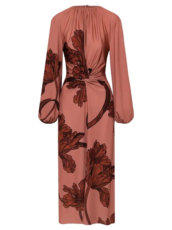 ANDRES OTALORA Llamado Por Ti Floral Jersey Midi Dress - Pink