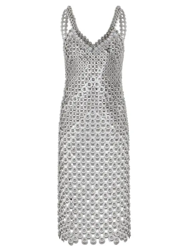 Rabanne Metallic Midi Dress - Silver