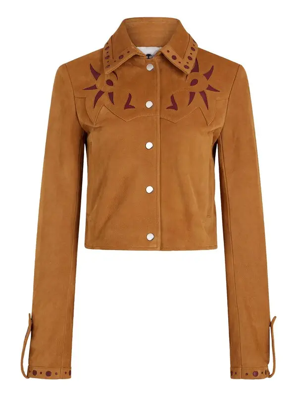Rabanne Inlay-detailed Nubuck Leather Jacket - Neutral