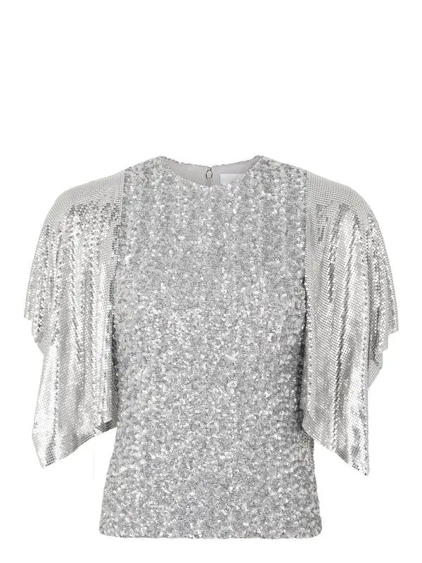 Rabanne Sequined Mesh Top - Silver