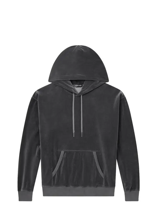 TOM FORD Cotton-blend Velour Hoodie - Gray