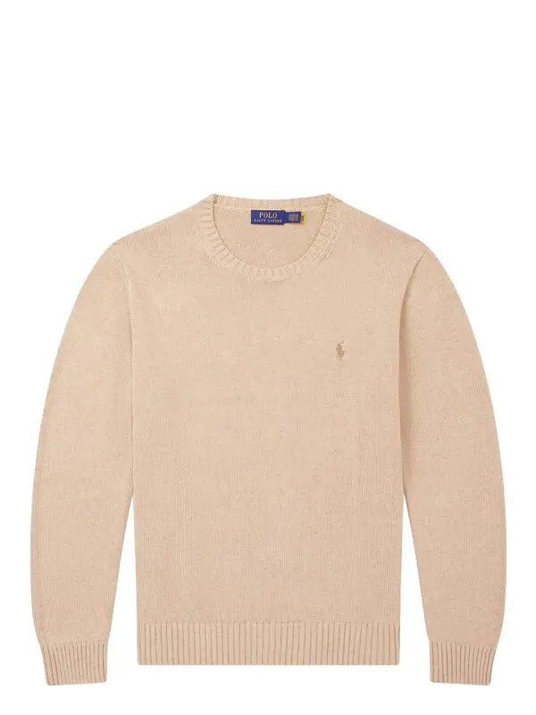 Polo Ralph Lauren Logo-embroidered Cotton Sweater - Neutrals