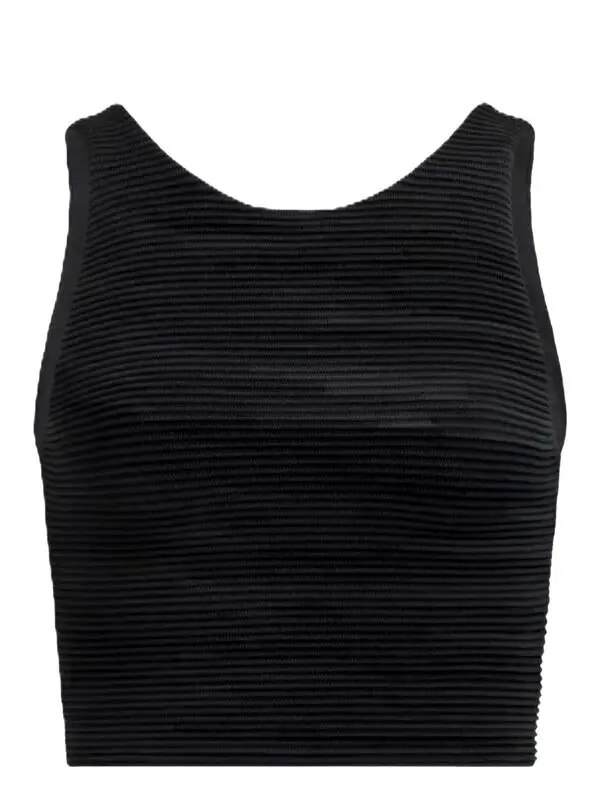 Aje Agave Ribbed Cropped Top - Black