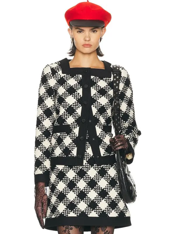 Valentino Garavani Damier Tweed Jacket - Burro & Nero
