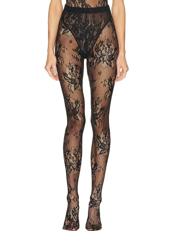 Wardrobe.NYC Evening Lace Tights - Black