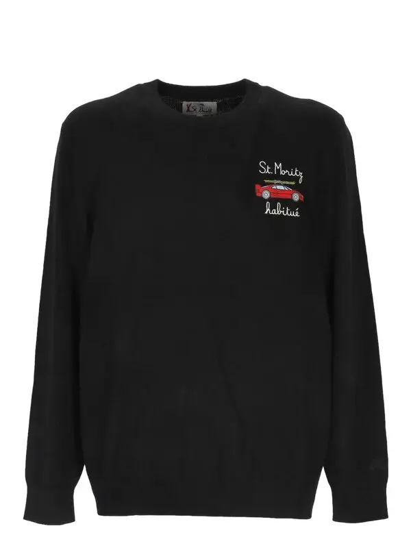 MC2 SAINT BARTH Embroidered Crew-neck Sweater - Black