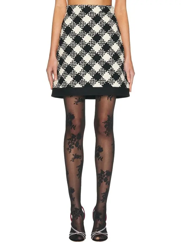 Valentino Garavani Damier Tweed Skirt - Betulla & Nero