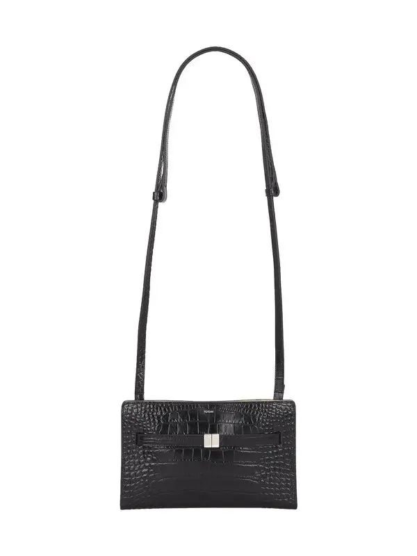 TOTEME Belted Croco Embossed Crossbody Bag - Black