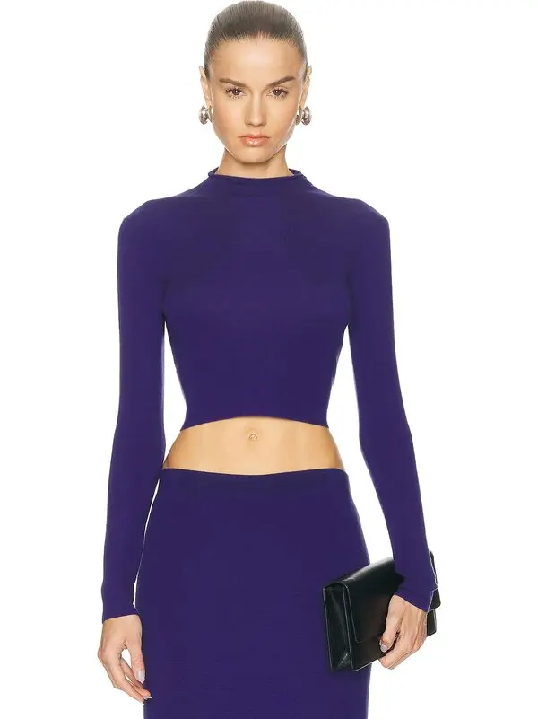 TOM FORD Long Sleeve Cropped Top - Quarz Blue