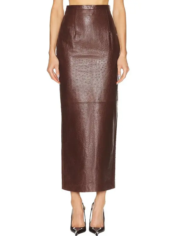 THE NEW ARRIVALS ILKYAZ OZEL Raja Leather Skirt - Ambre Persan
