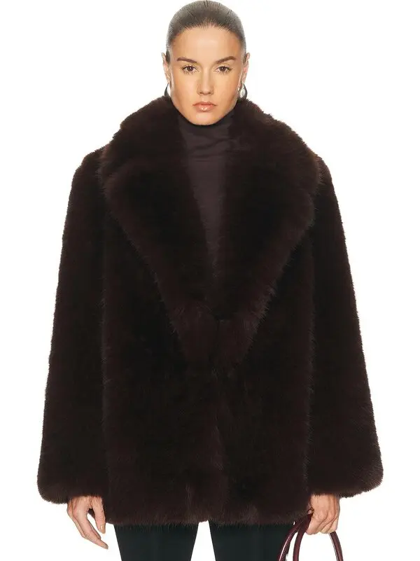 L'academie By Marianna Gamine Faux Fur Jacket - Dark Brown