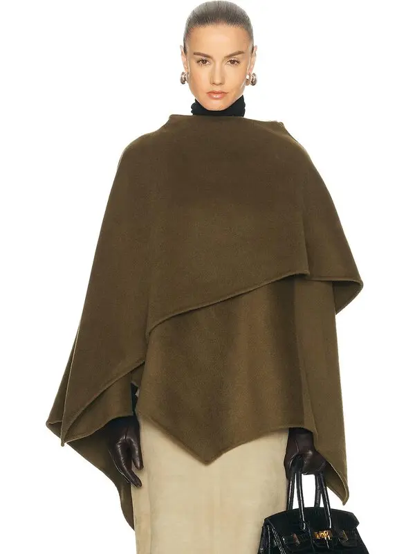 L'academie Wool Blend Melton Cape - Olive