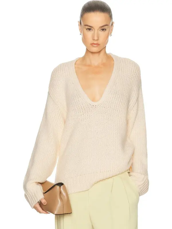 L'academie By Marianna Kindall V-neck Sweater - Oat