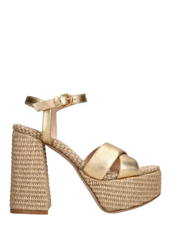 GIANVITO ROSSI Nappa-raffia Bebe Platform Sandals 70 - Gold