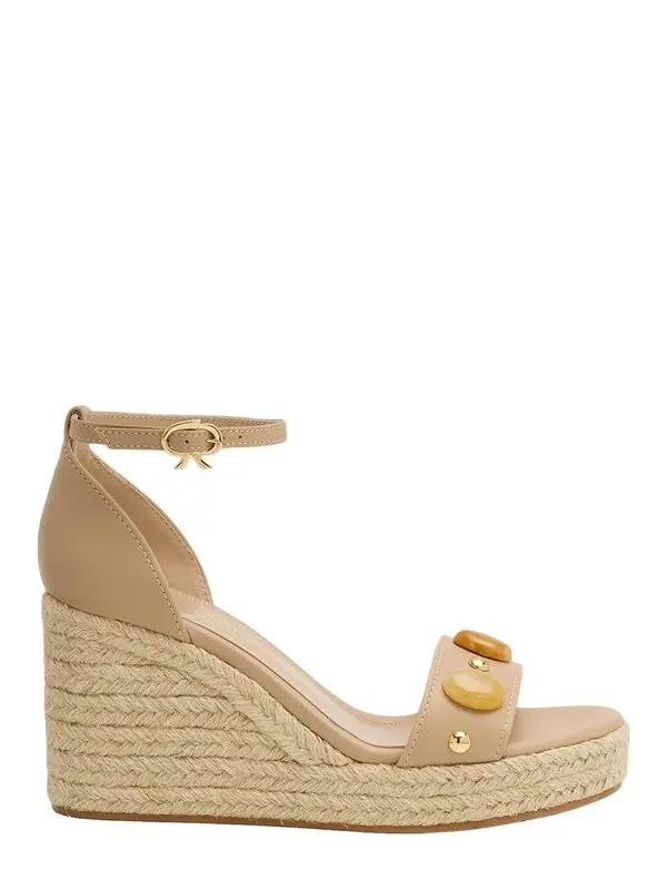GIANVITO ROSSI 70mm Embellished Espadrille Wedges - Sand