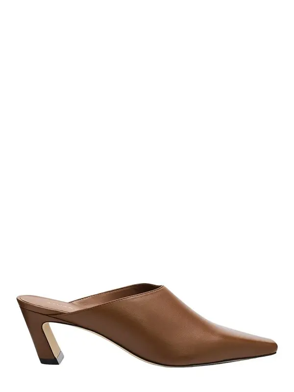 STUART WEITZMAN 50mm Stassi Leather Mules - Toasted Almond