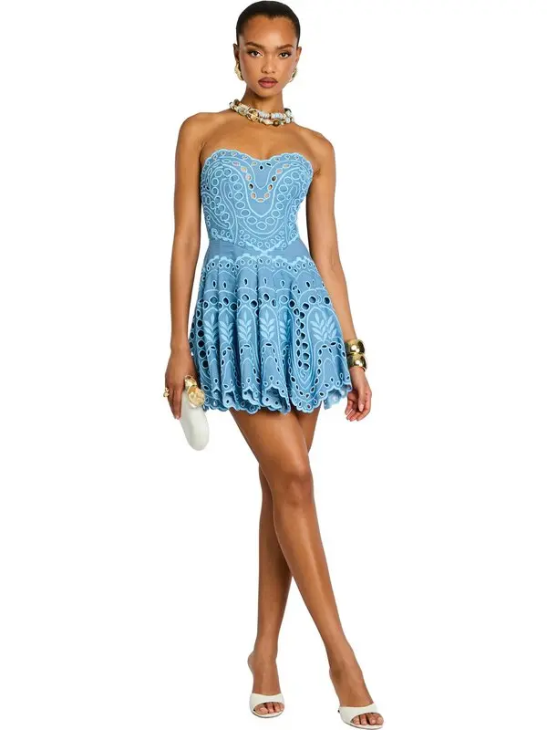 Charo Ruiz Ibiza Bail Short Dress - Blue Sealace