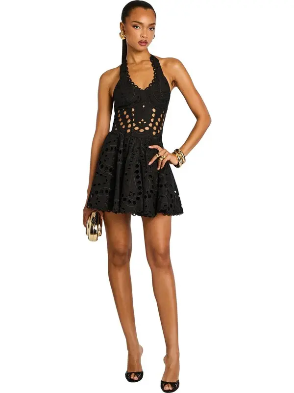 Charo Ruiz Ibiza Sandlight Short Dress - Black Sealace