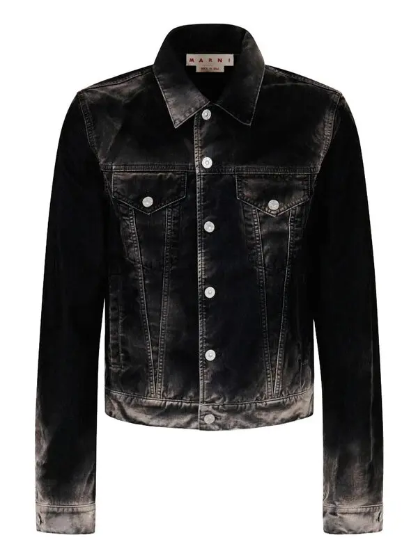 Marni Flocked Denim Trucker Jacket - Black