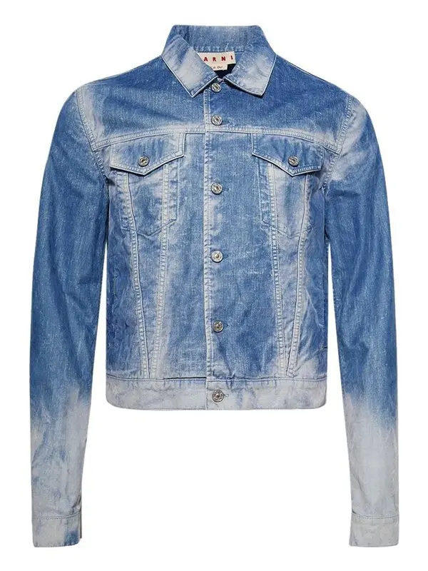 Marni Flocked Denim Trucker Jacket - Blue