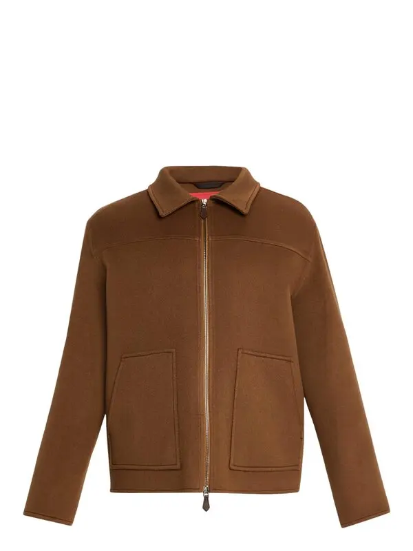 Isaia Cashmere Bomber Jacket - Brown