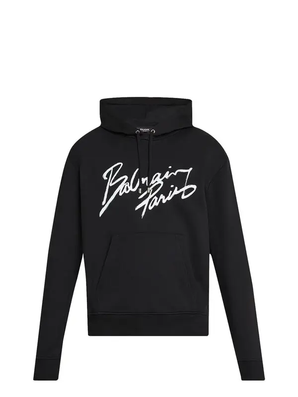 Balmain Paris Cotton Hoodie - Blackwhit