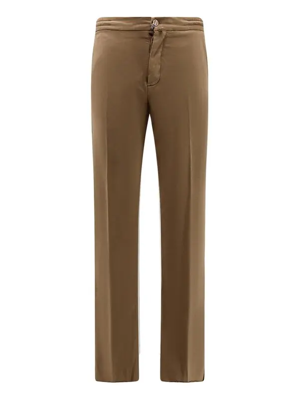 Kiton Lyocell Trouser With Drawstring - Brown