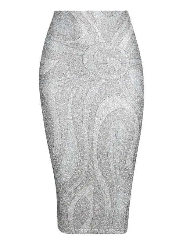 Emilio Pucci Marmo Print Midi Skirt - Silver