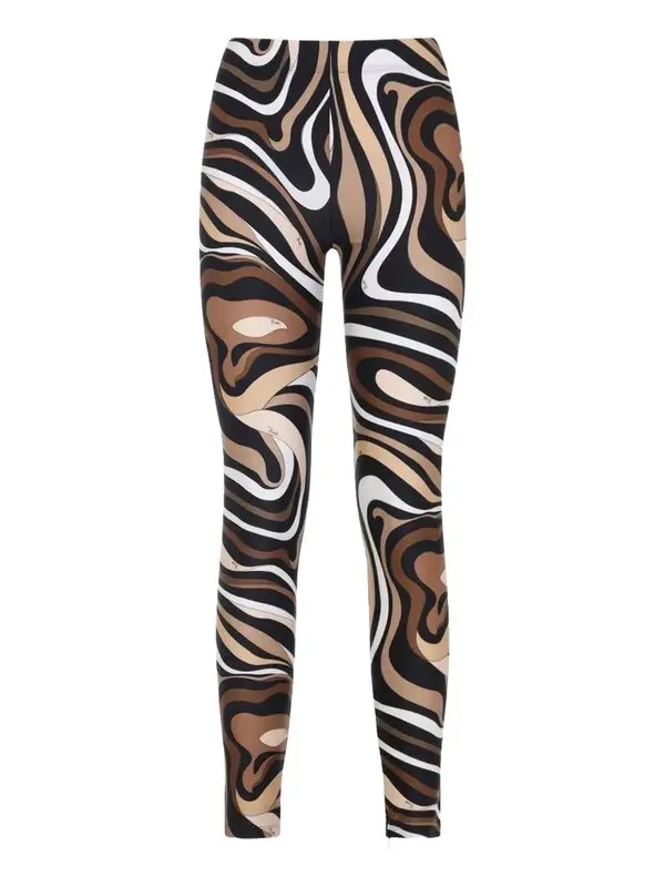 Emilio Pucci Marmo Print Leggings And Gold - Black