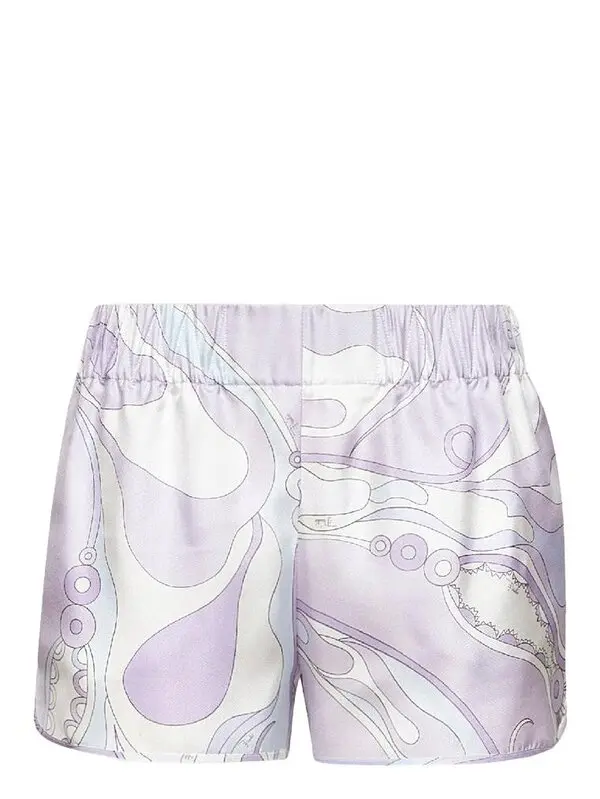 Emilio Pucci Orchidee Print Silk Shorts - Purple