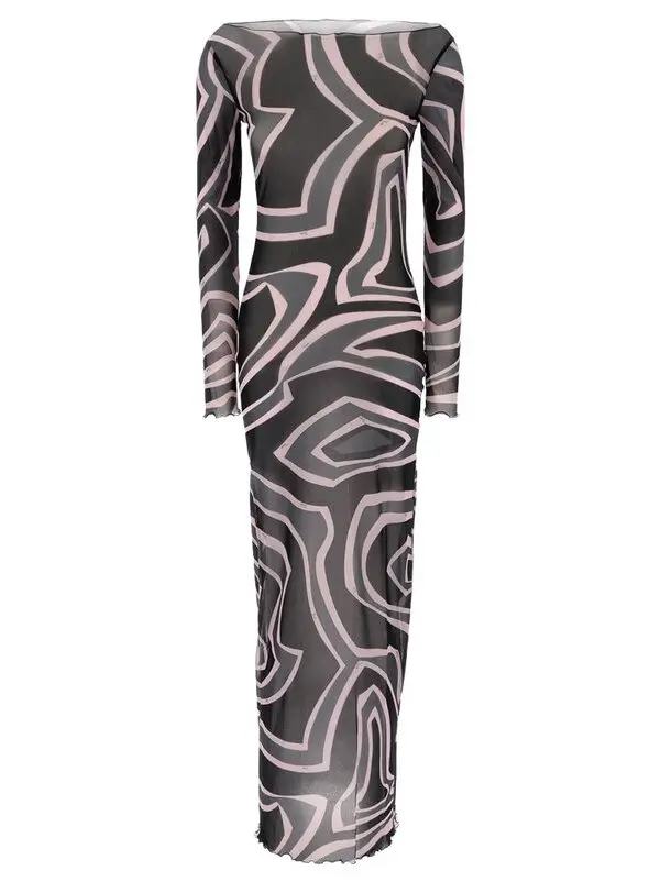 Emilio Pucci Labirinto Print Tulle Dress - Black
