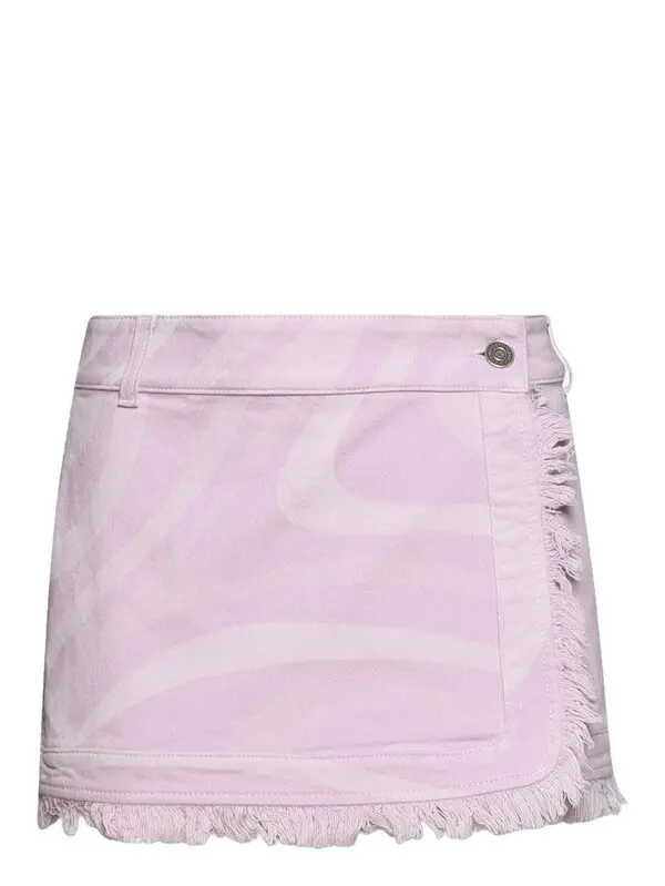 Emilio Pucci Marmo Print Denim Mini Skirt - Pink