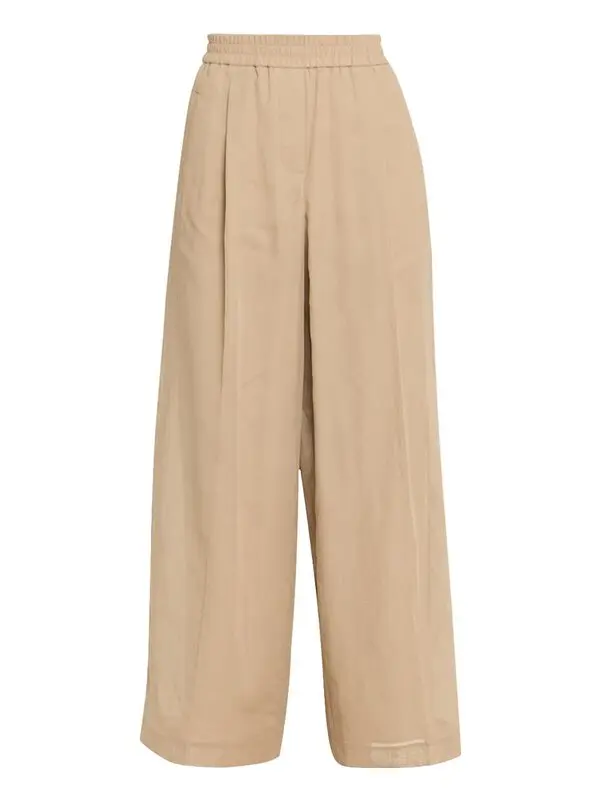 Brunello Cucinelli Cotton Gauze Wide-leg Track Pants - Coffee Cream