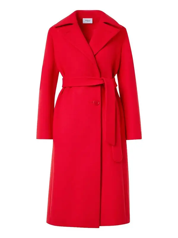 Akris Belted Long Wrap Coat - Bright Red