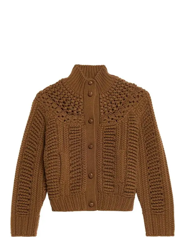 Ralph Lauren Hand-knit Yoke Cashmere Cardigan - Cognac