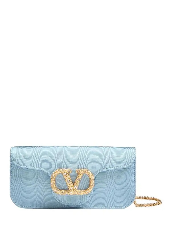 Valentino Garavani Vlogo Moire Clutch - Blue