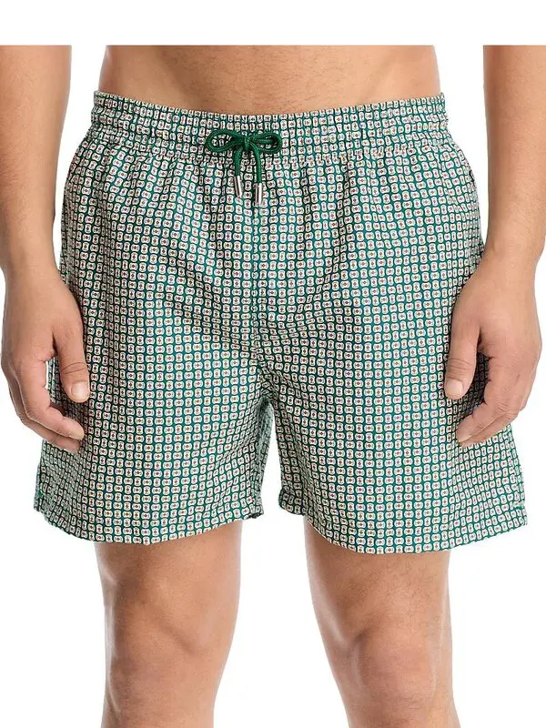 Simkhai Patterned Swim Trunks - Kelly Green Foulard Print