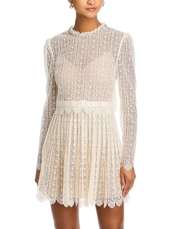 SELF-PORTRAIT Organza Lace Mini Dress - Cream