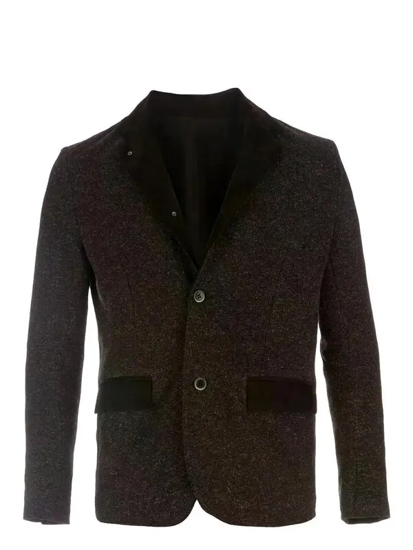 SIDE SLOPE Single Breasted Blazer - Brown
