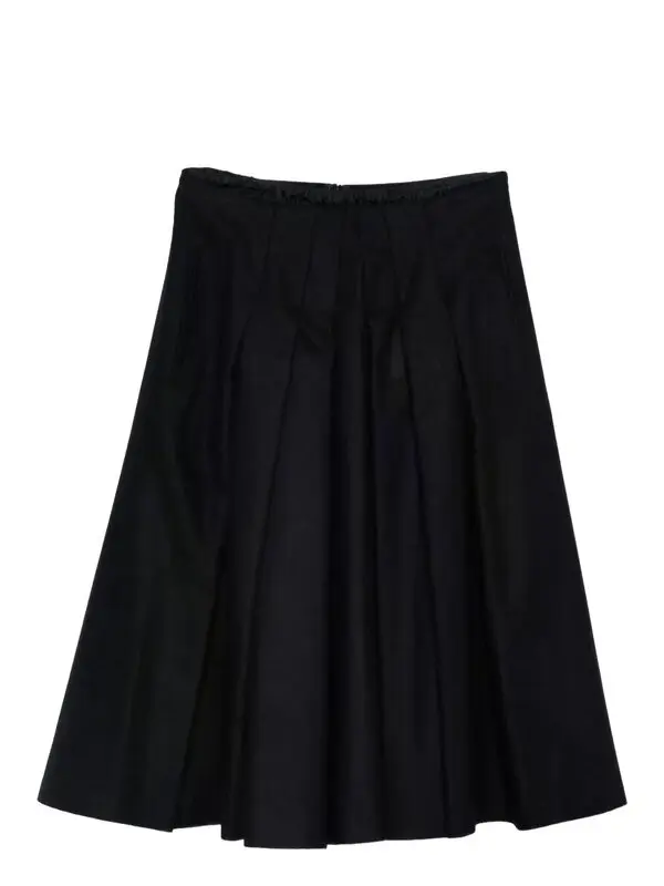 Aspesi Pleated Flannel Midi Skirt - Blue