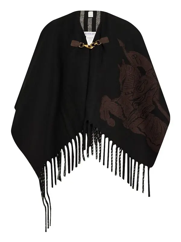 Burberry Fil Coupé Ekd Wool Cape - Black