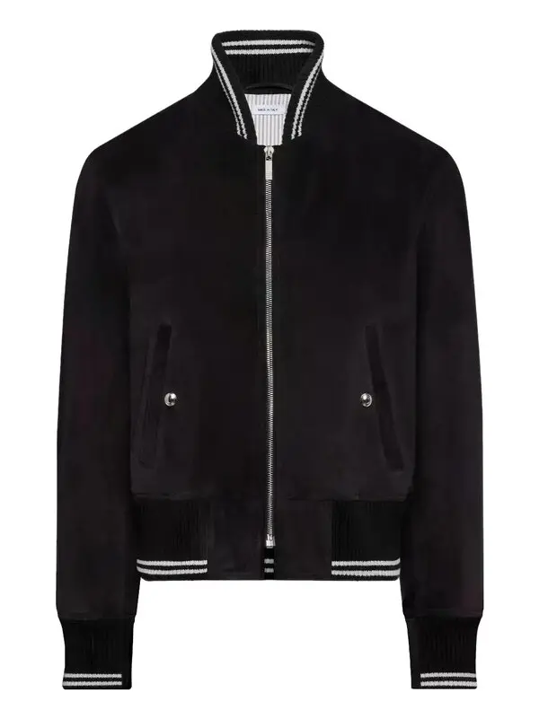 Thom Browne Rib-knit Suede Bomber Jacket - Black