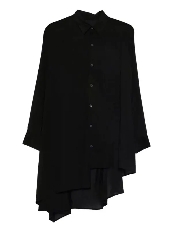 Yohji Yamamoto Raglan Long Sleeve Blouse - Black