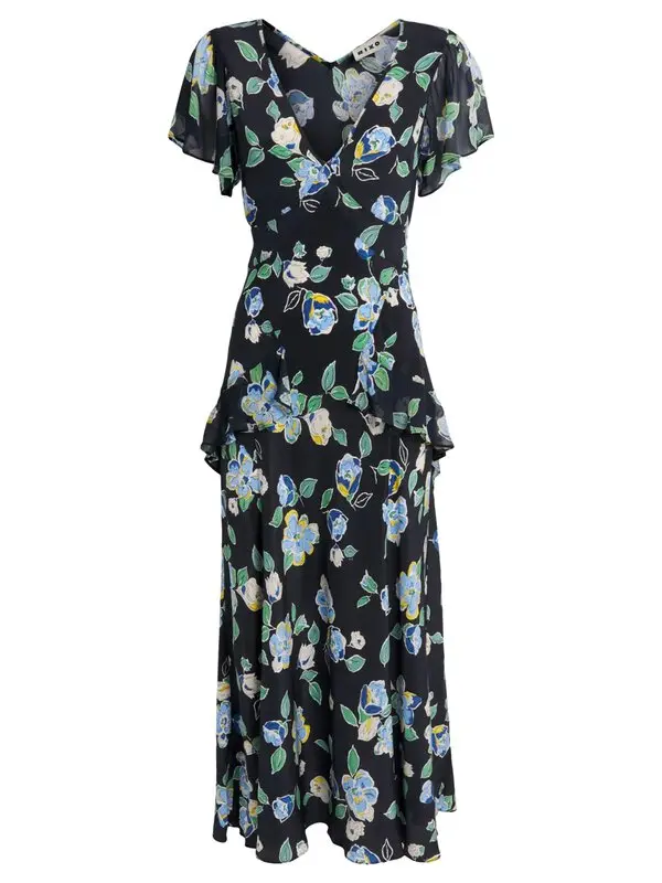Rixo Silk Evie Midi Dress - Navy