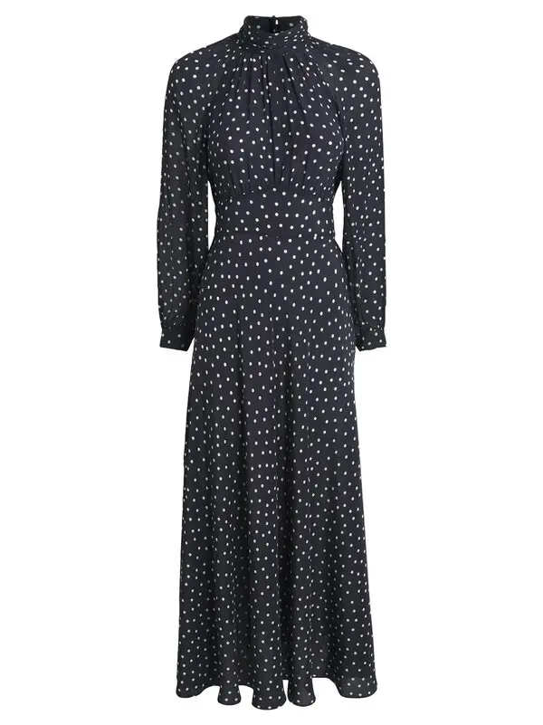 Rixo Silk Paige Midi Dress - Navy